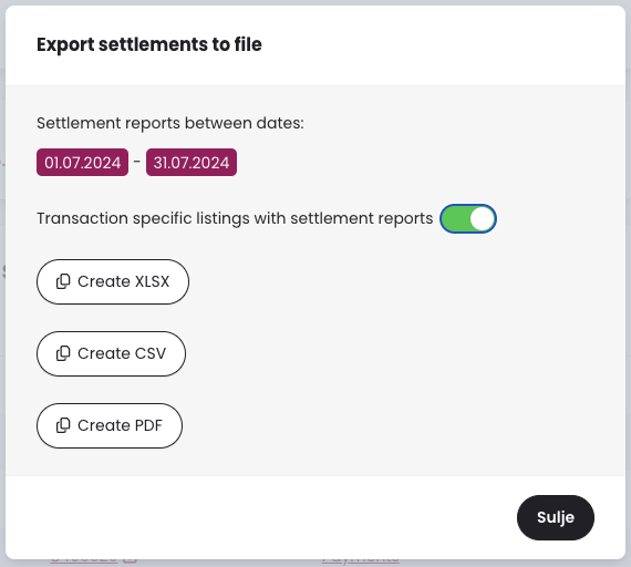 Settlement reports – Paytrail Help Center