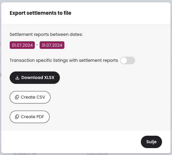 Settlement reports – Paytrail Help Center